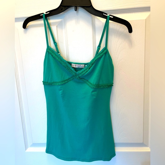 Guess | Tops | Adorable Guess Tank With Ruffled Piping Over Chest Green ...
